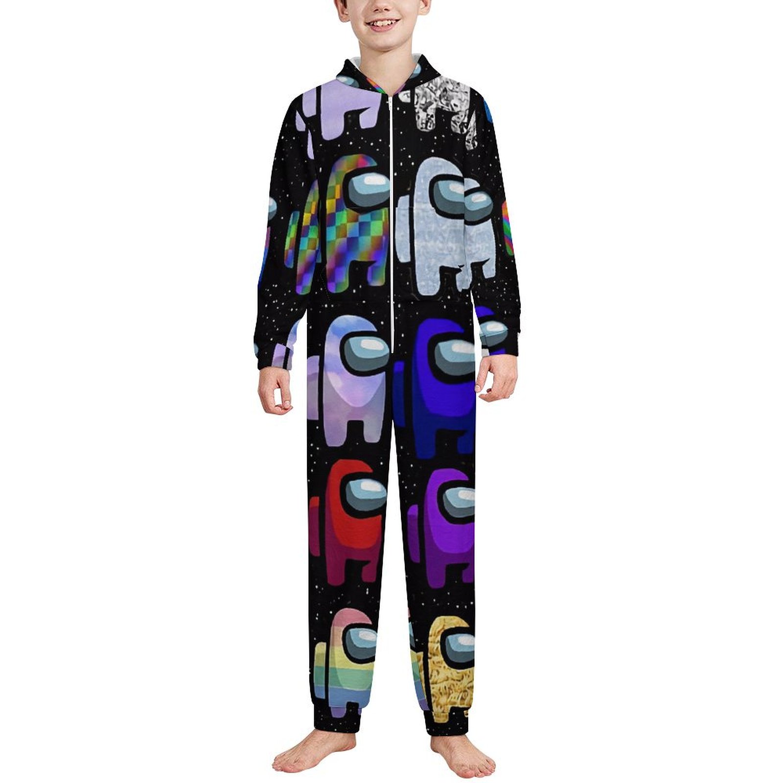 Amongus Pajamas Girls Boys Flannel Onesie Animal One-Piece Loungewear ...