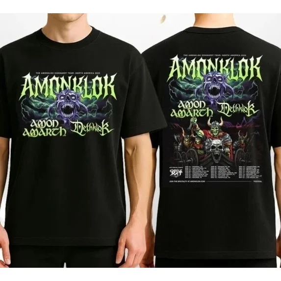 Amonklok 2026 North America Tour Tee Amon Amarth Dethklok Castle Rat ...