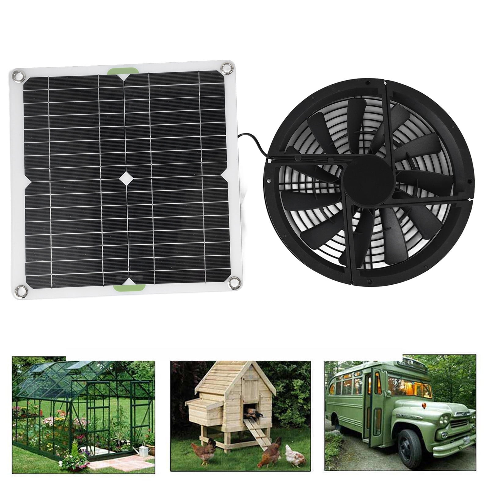 Amonsee 12V 100W Solar Powered Window Vent Cooling Fan for Greenhouse ...