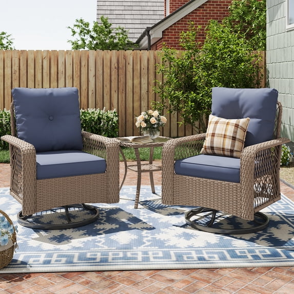 Amopatio 3 Pcs Steel Outdoor Bistro Sets with Thickened Cushions and ...