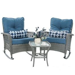KOZYARD Moana Wicker Rocking Bistro Set with Cushions Lime Strip Walmart