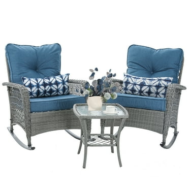 COSIEST 3 Piece Outdoor Balcony Porch Rockers Bistro Set with Metal ...