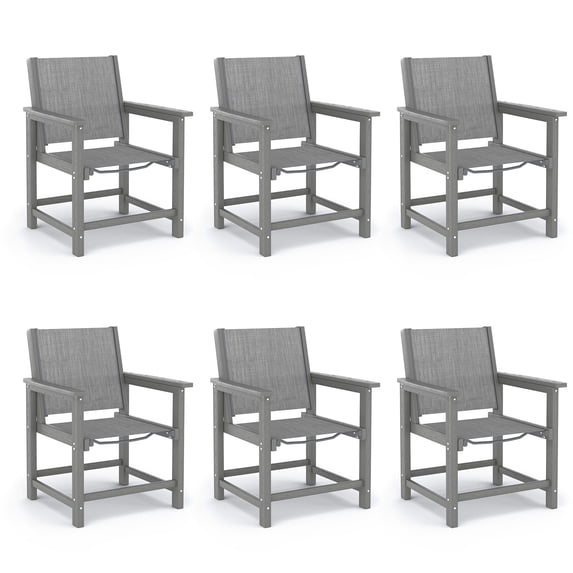 Amopatio HDPE Outdoor Dinning Chairs, Heavy Duty Patio Chairs Set of 6 ...