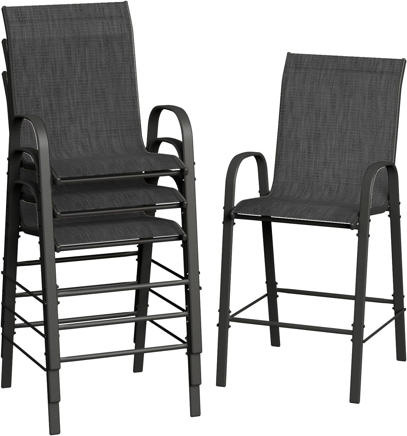 Amopatio Outdoor Bar Stools Set of 4, Comfortable Textile Patio Bar ...