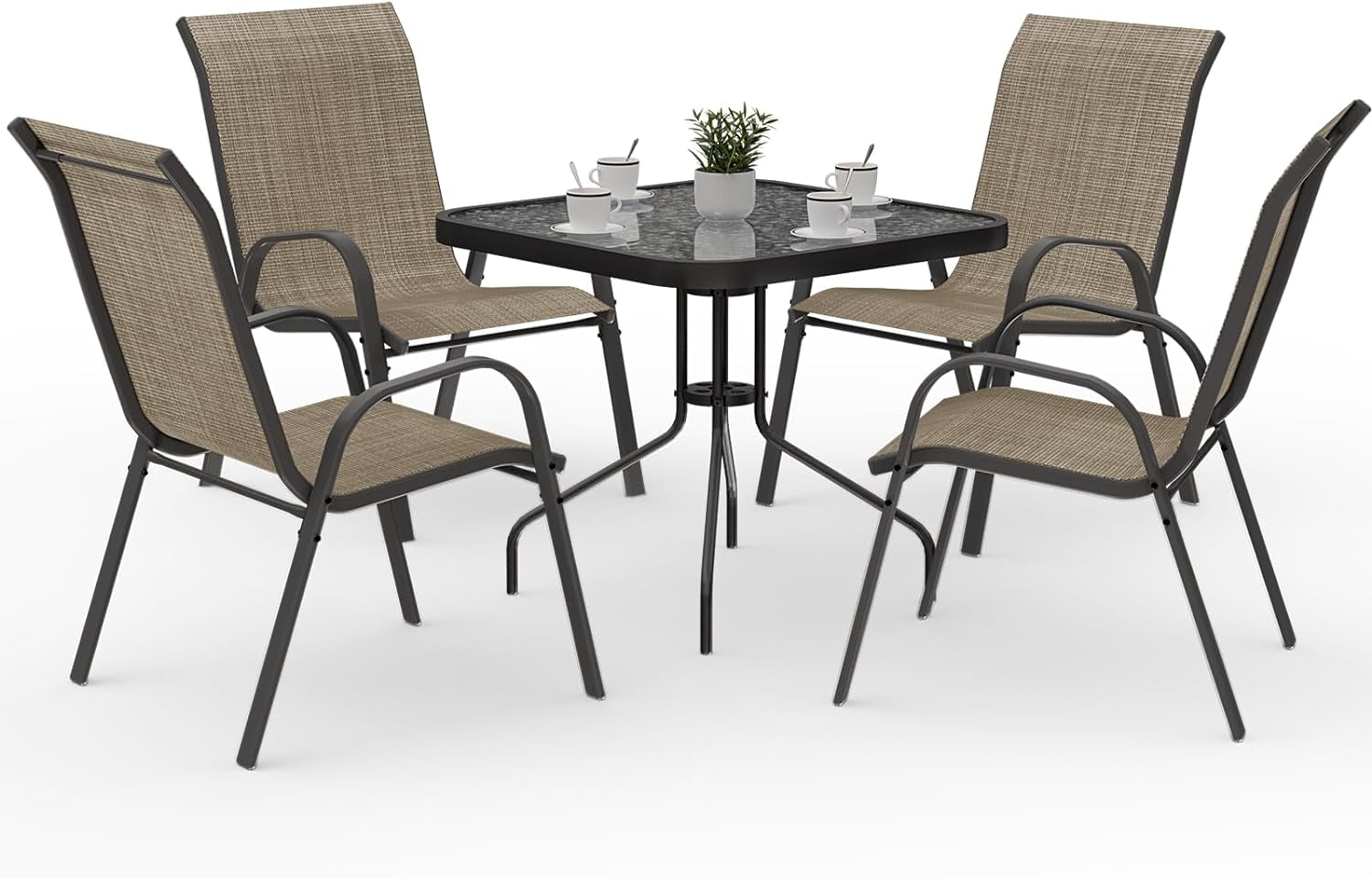 Amopatio Outdoor Dining Set of 5, Patio Table and Chairs Set, Textured ...