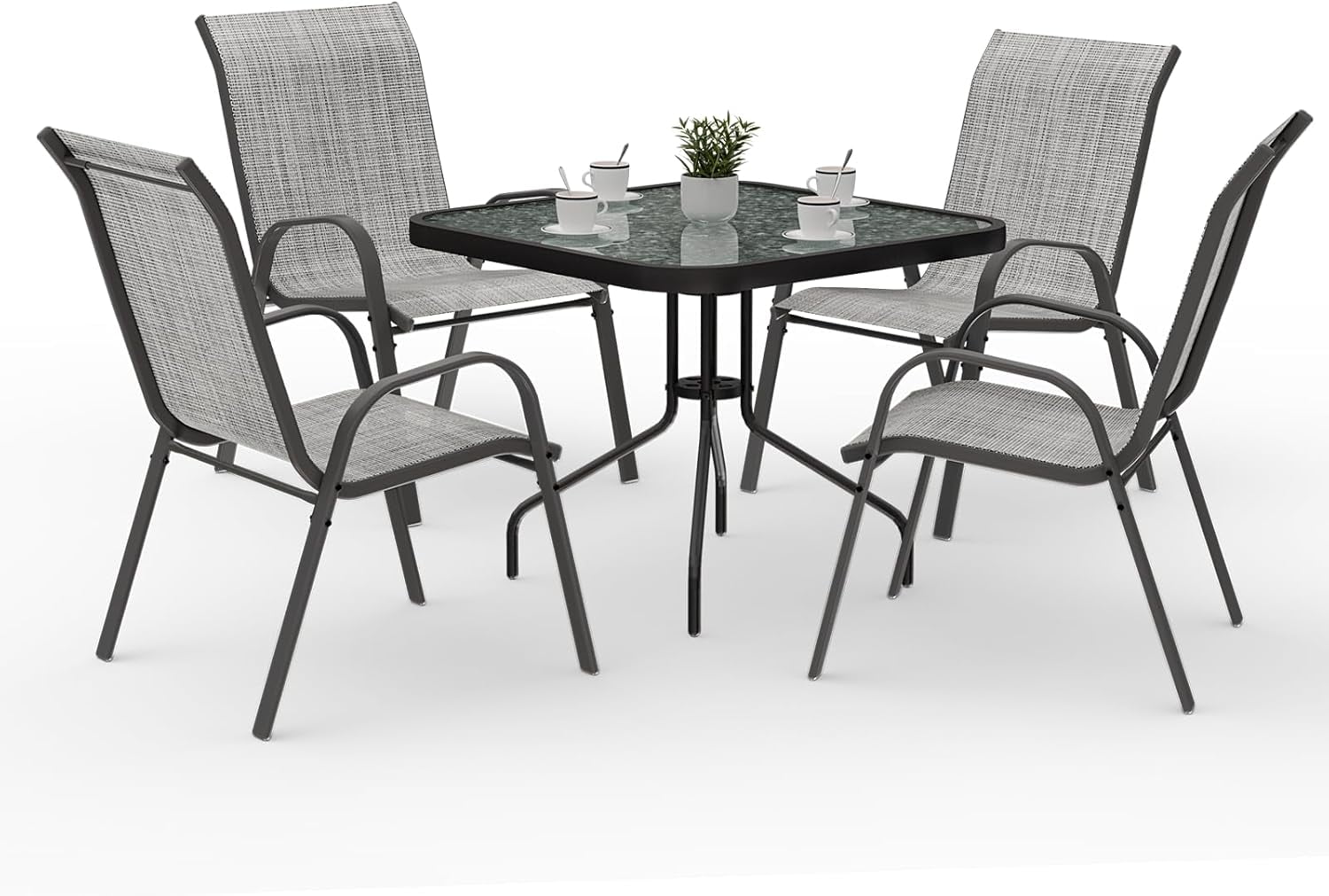 Amopatio Outdoor Dining Set of 5, Patio Table and Chairs Set, Textured ...