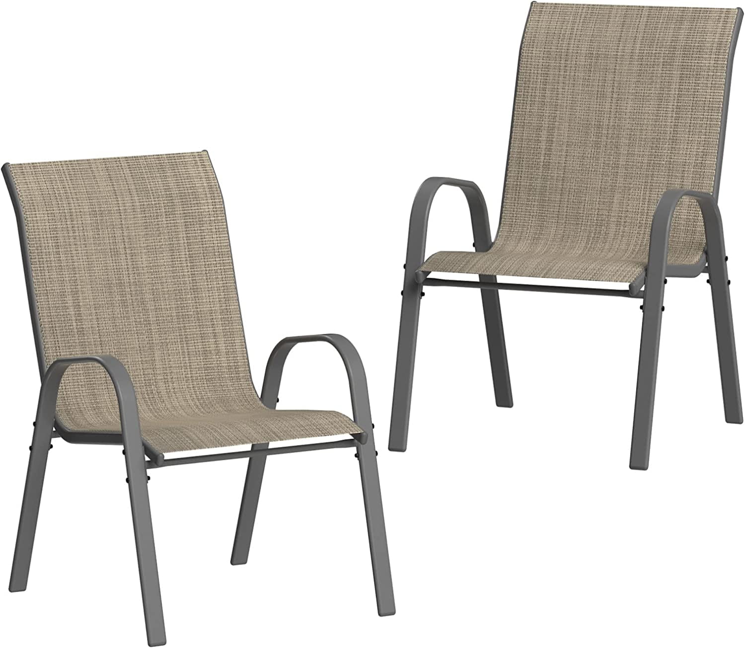 Amopatio Set of 2 Stackable Exterior Dining Chairs, All-Weather ...