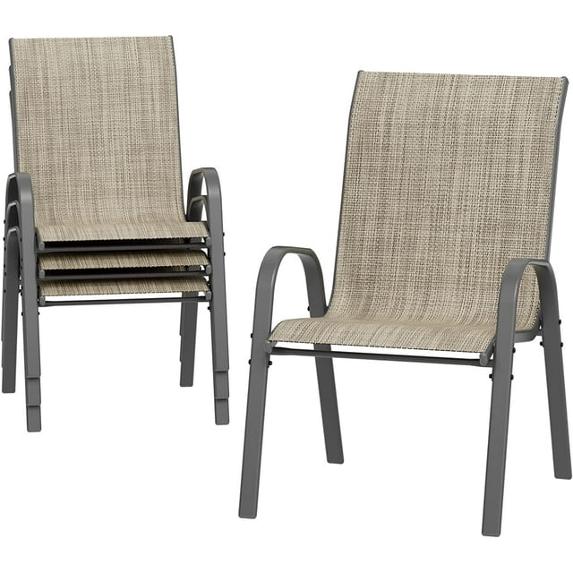 Amopatio Outdoor Stackable Sling Patio Chairs Set of 4, Weather ...