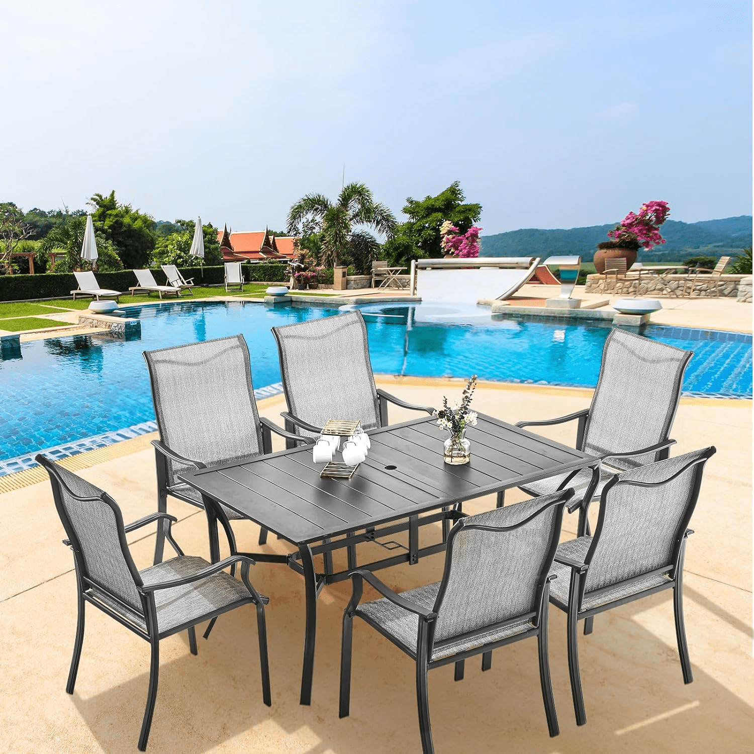 Amopatio Patio Dining Chairs Set of 6, Outdoor Dining Chairs with High ...