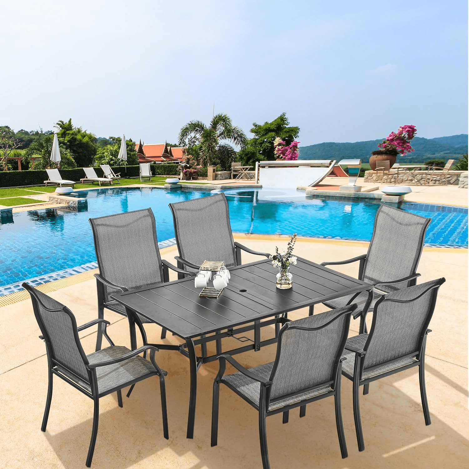 Amopatio Patio Dining Chairs Set of 6, Outdoor Dining Chairs with High ...
