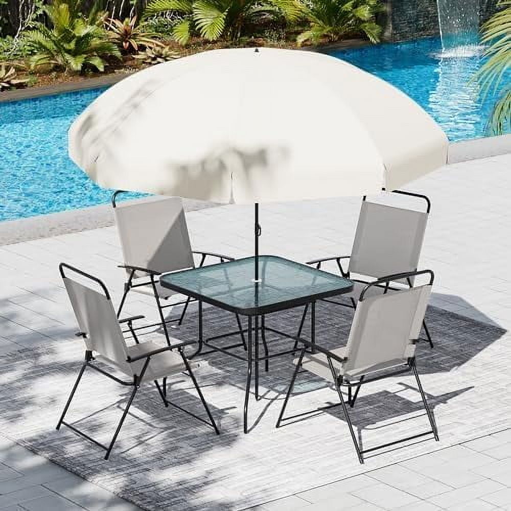 Amopatio Patio Dining Set for 4, Outdoor Table and Chairs with Umbrella ...