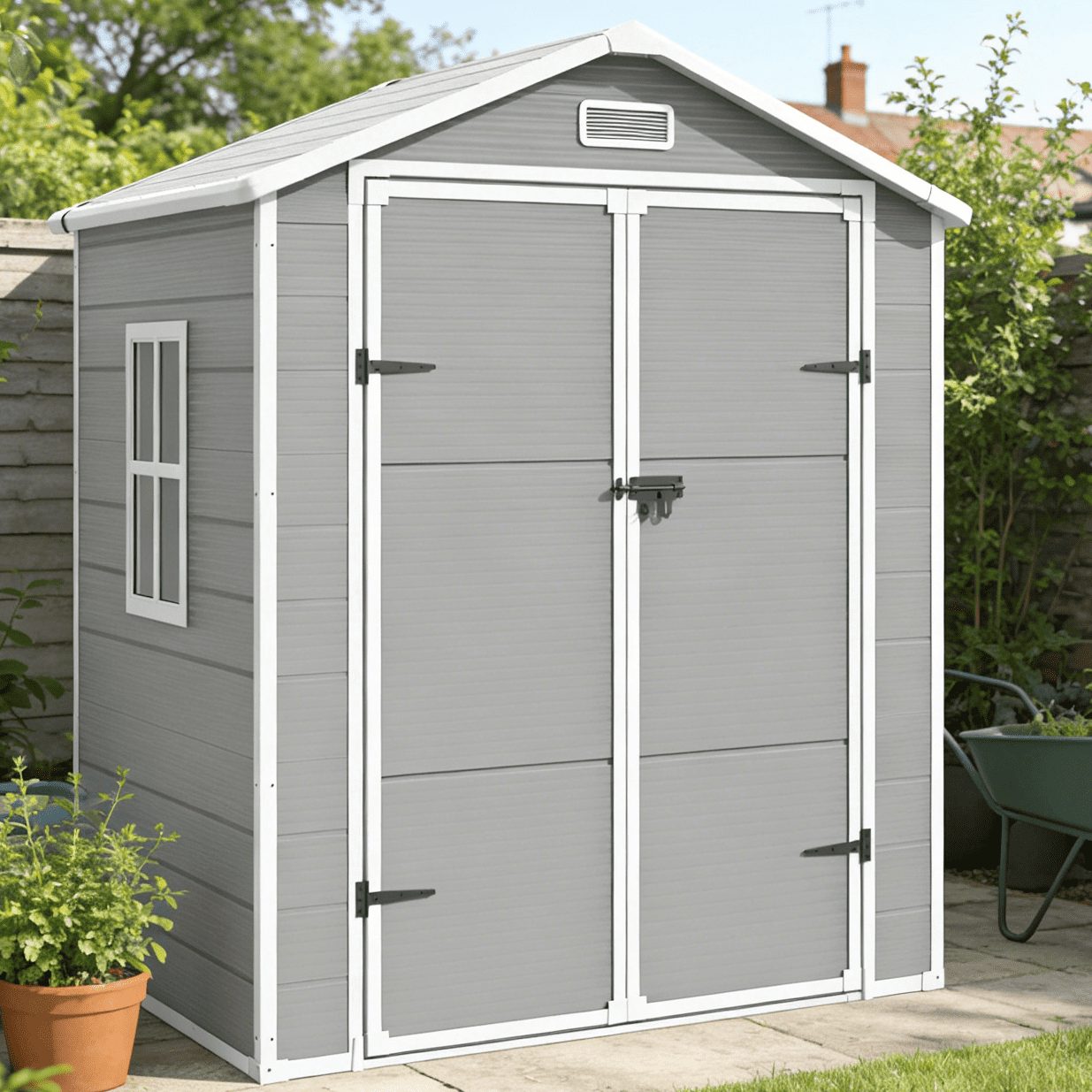 Amopatio Storage Shed 6×4.5 FT, Resin Sheds & Plastic Outdoor Storage ...