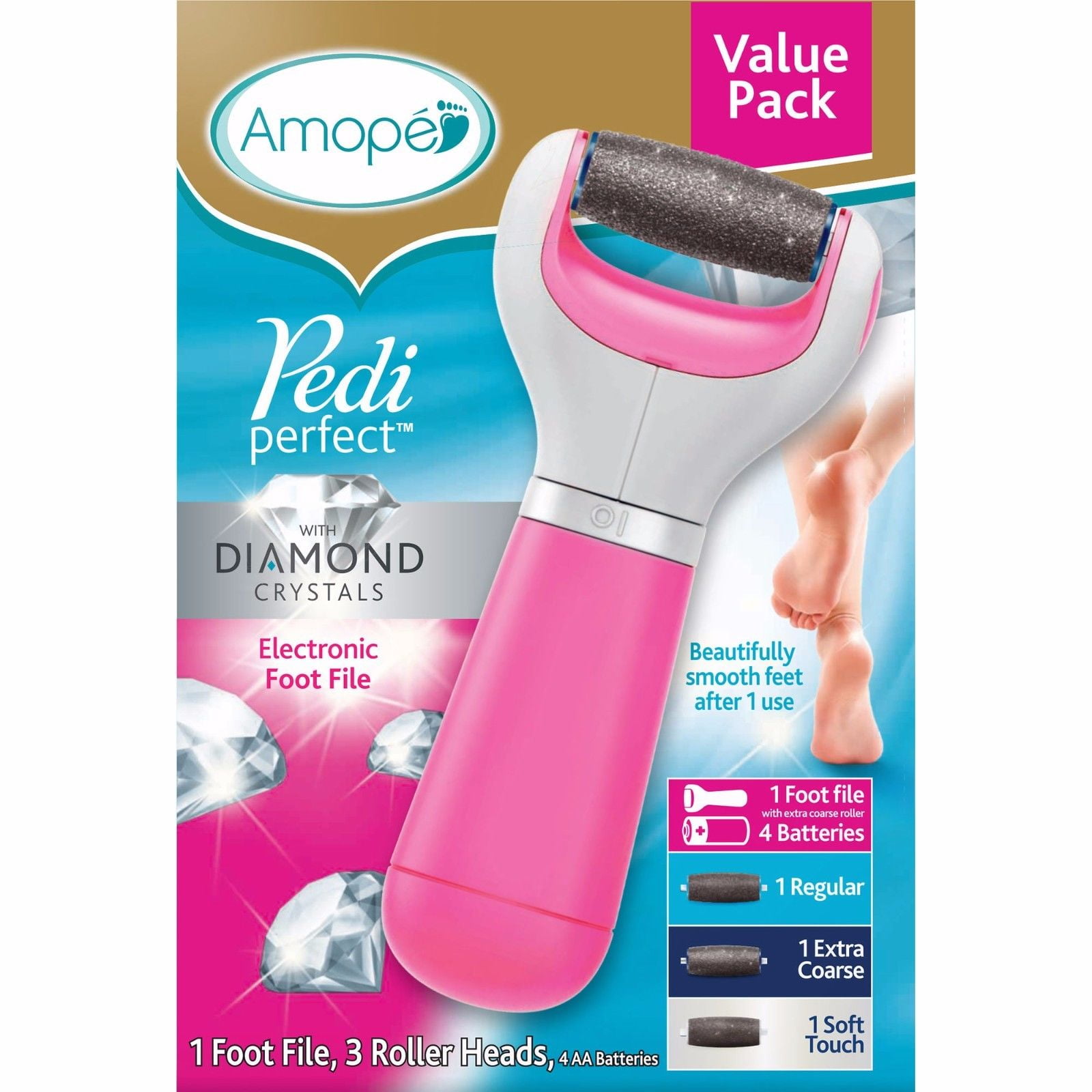 Amope Pedi Perfect Electric Foot File for Callus Removal and Foot Care With 3 Bonus Refills ...