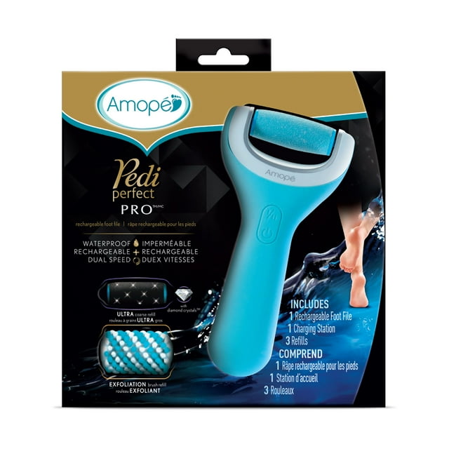 Amope Pedi Perfect Wet & Dry Rechargeable Foot File, Regular Coarse ...
