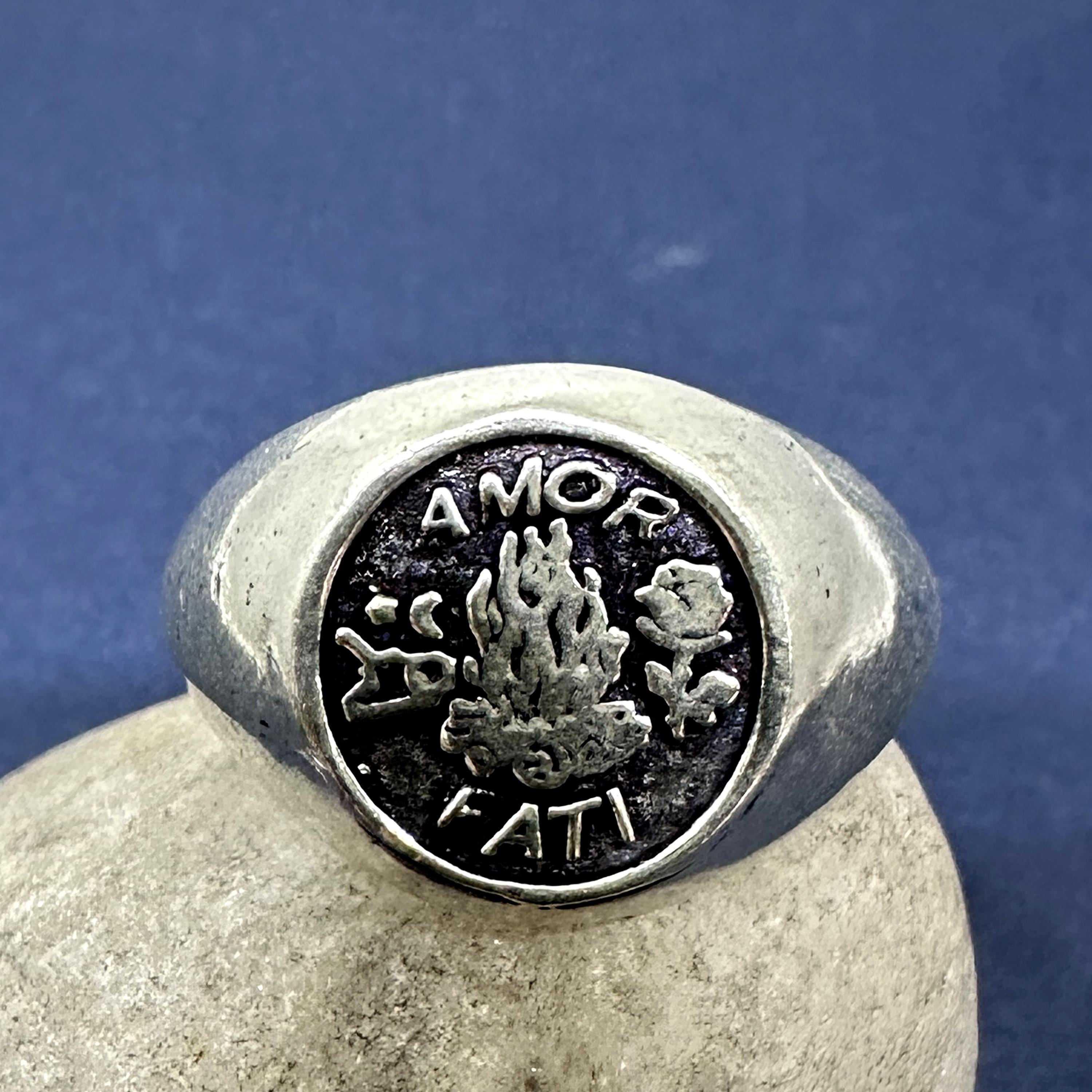 Amor Fati Signet Ring: Oxidized Sterling Silver Stoic Jewelry - Walmart.com