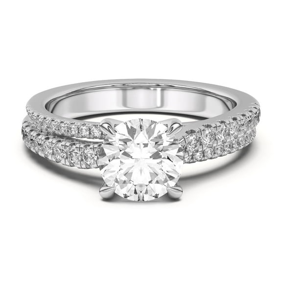 Alor Jewel 1.7 Ct Round Cut Solitaire with Accent Diamonds - 14K White ...