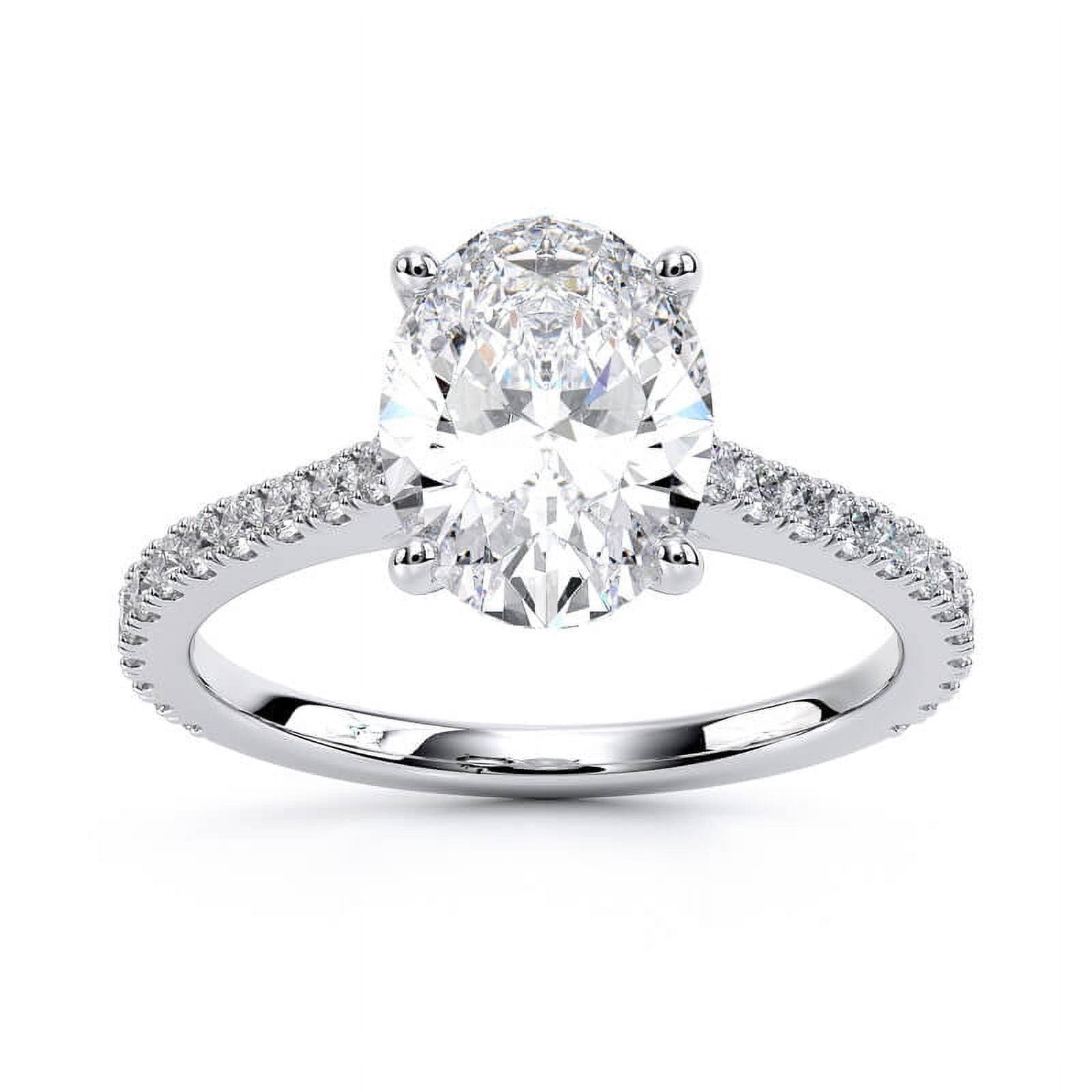 Amor Jewel 1.41 Ct Oval Cut Solitaire with Accent Engagement Ring – Wedding Ring for Women – Lab ...