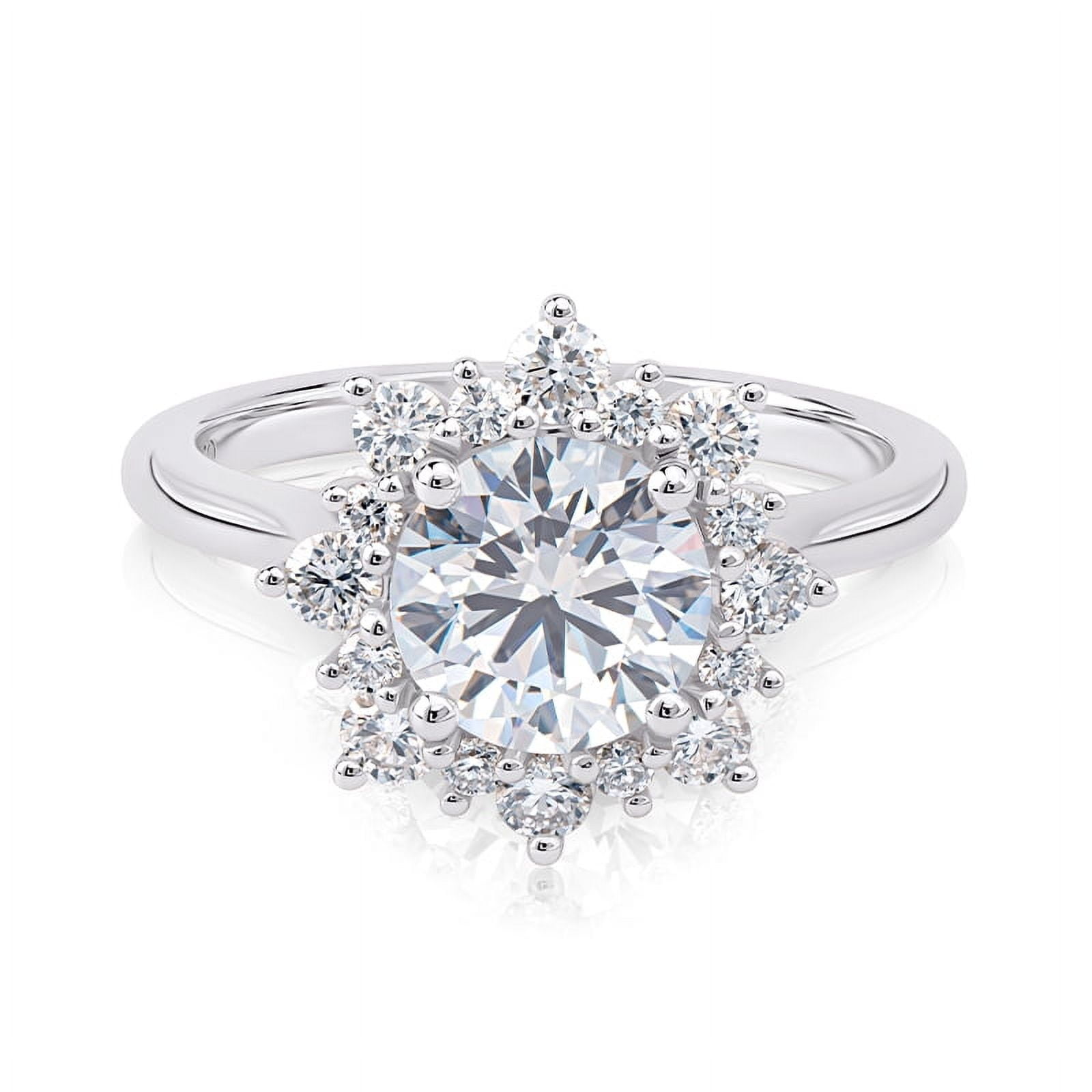 Amor Jewel 1.51 Ct Brilliant Round Cut Sunflower Halo Engagement Ring - Lab-Created Simulated ...