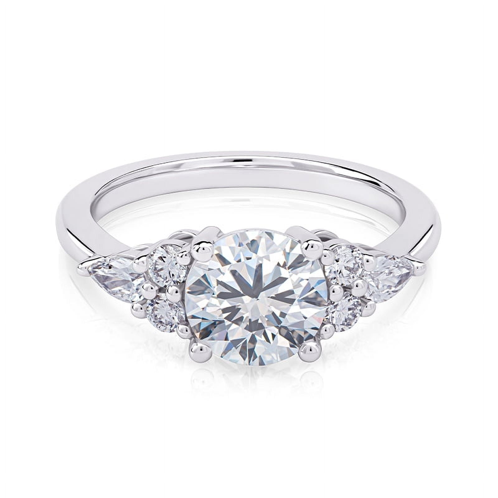 Amor Jewel 1.53 Ct Brilliant Round Cut Three Stone Engagement Ring - Lab-Created Simulated ...