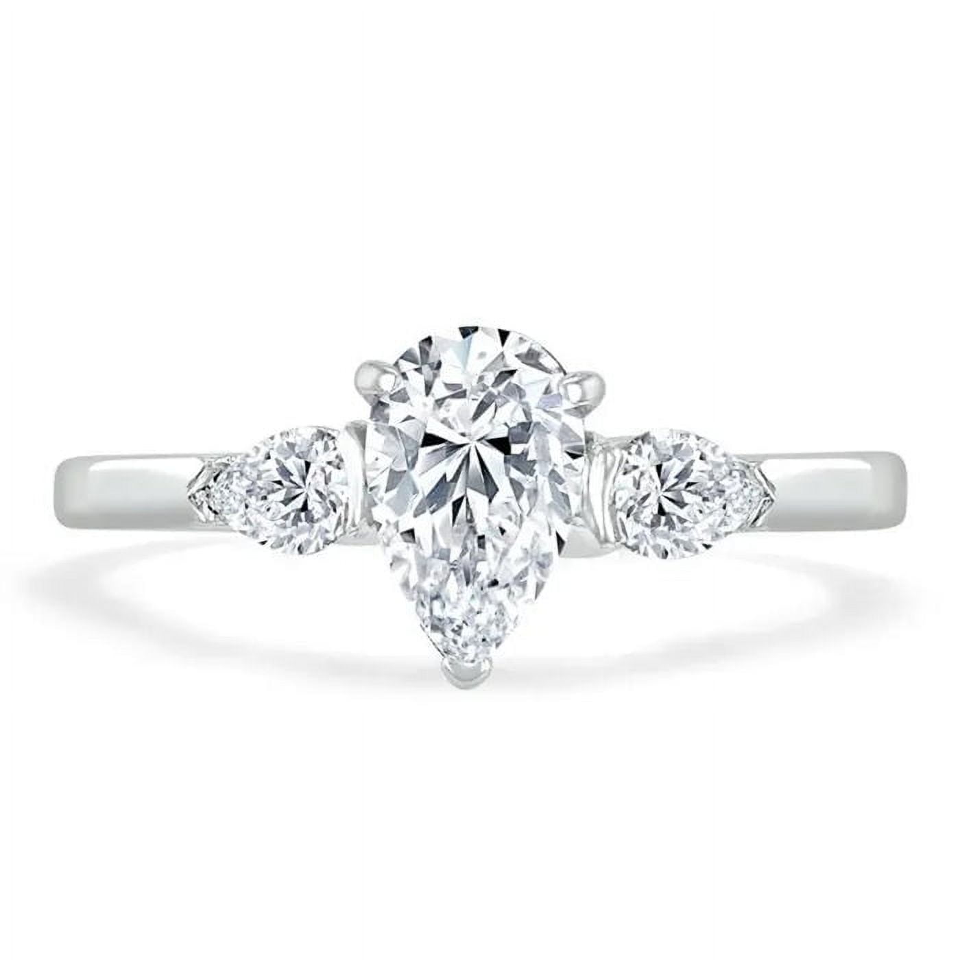 Amor Jewel 1.7 Ct Lab Diamond Three Stone Ring for Women - Simulated Prong Set in 14K White Gold ...