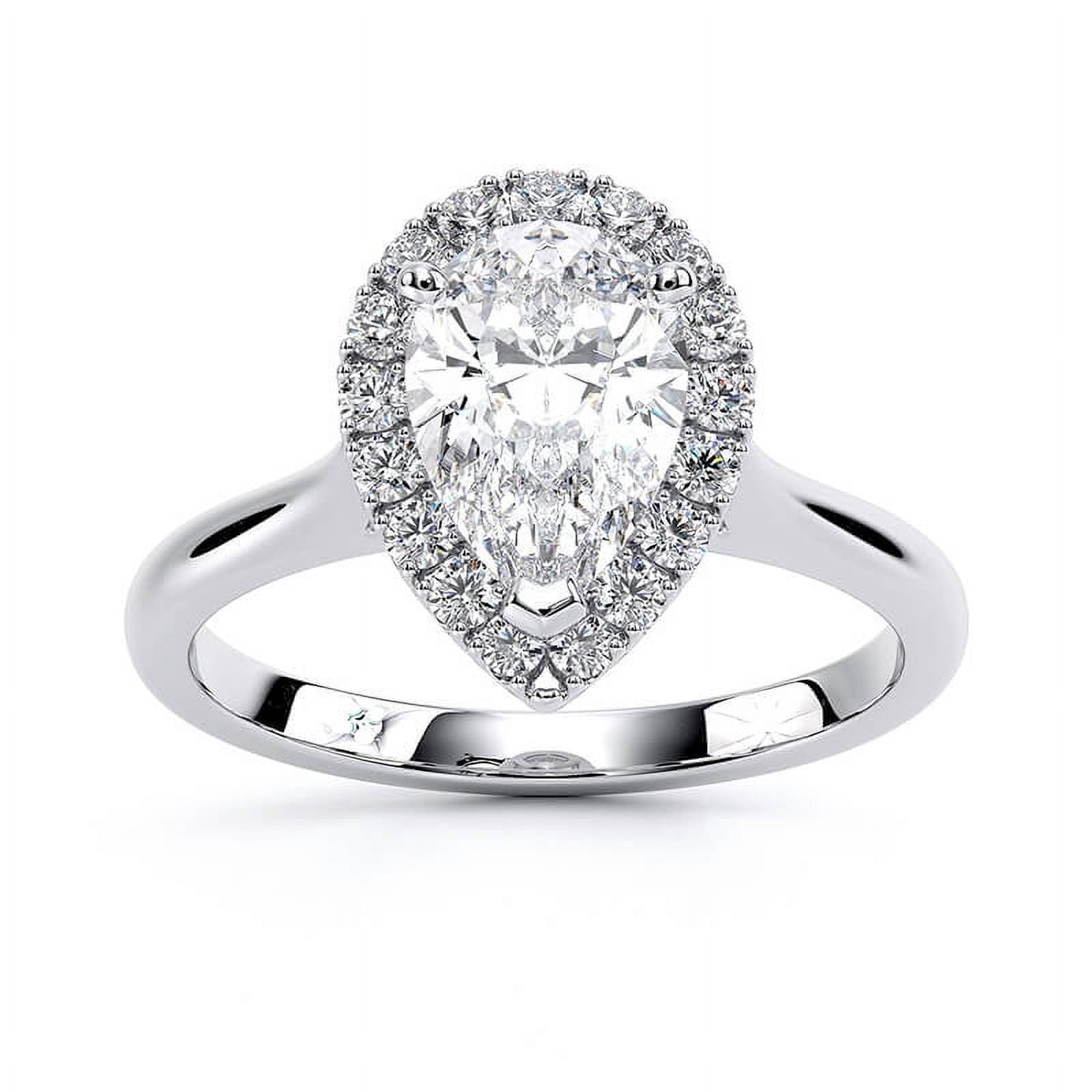 Amor Jewel 1.7 Ct Pear Cut Halo Engagement Ring – Lab-Created Simulated Diamond – 14K White Gold ...