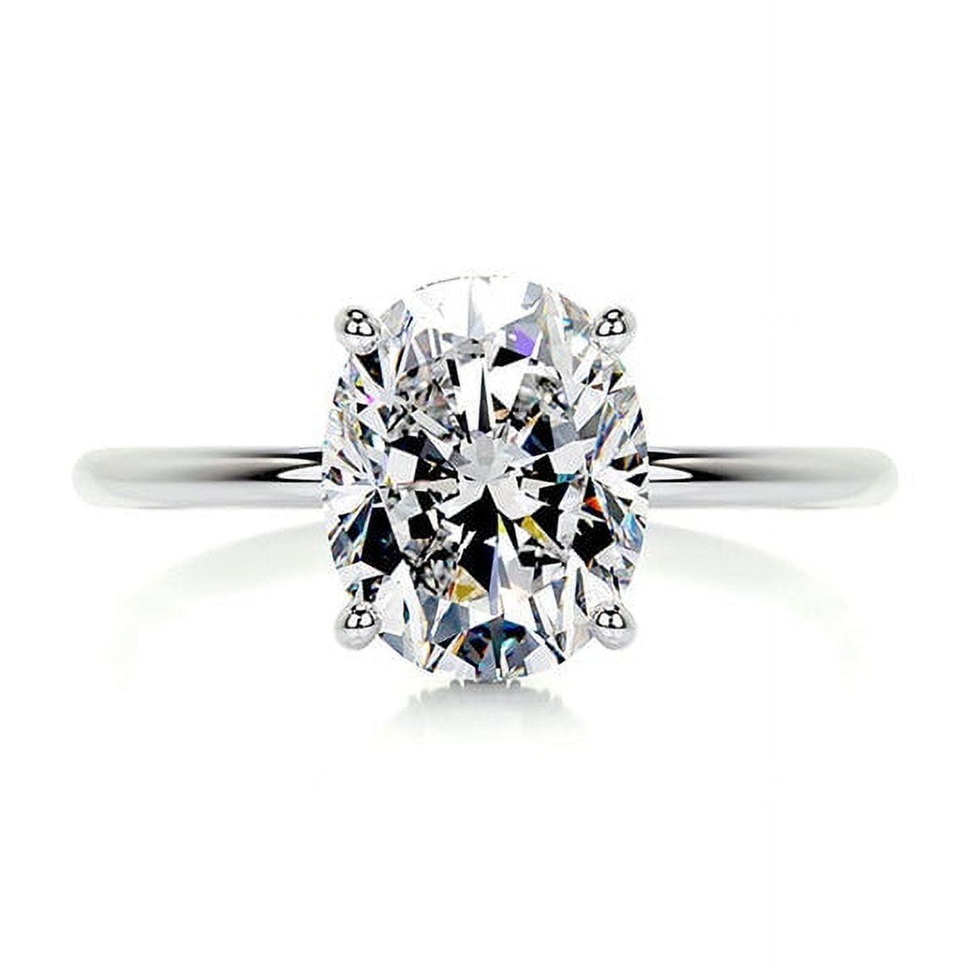 Amor Jewel 1.9 Ct Oval Lab Diamond Ring - Hidden Halo Prong Set Solitaire Engagement Style - 14K ...