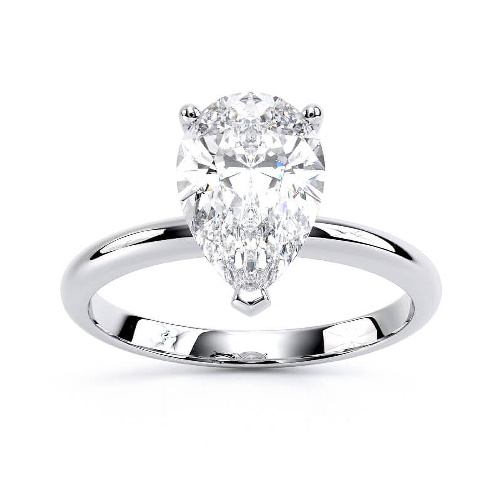 Amor Jewel 1.9 Ct Pear Cut Solitaire Engagement Ring – 14K White Gold Plated Lab Created ...