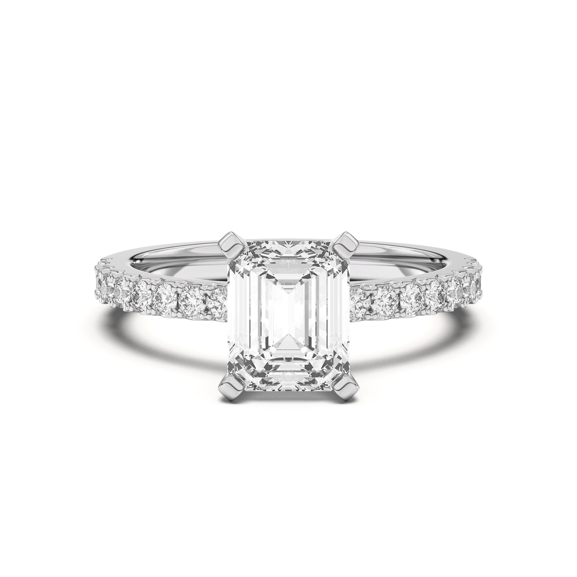Amor Jewel 14K White Gold Over Rings - 1.7 Ct Emerald Cut Lab Created ...