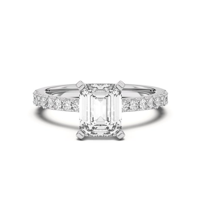 Amor Jewel 14K White Gold Over Rings - 1.7 Ct Emerald Cut Lab Created ...