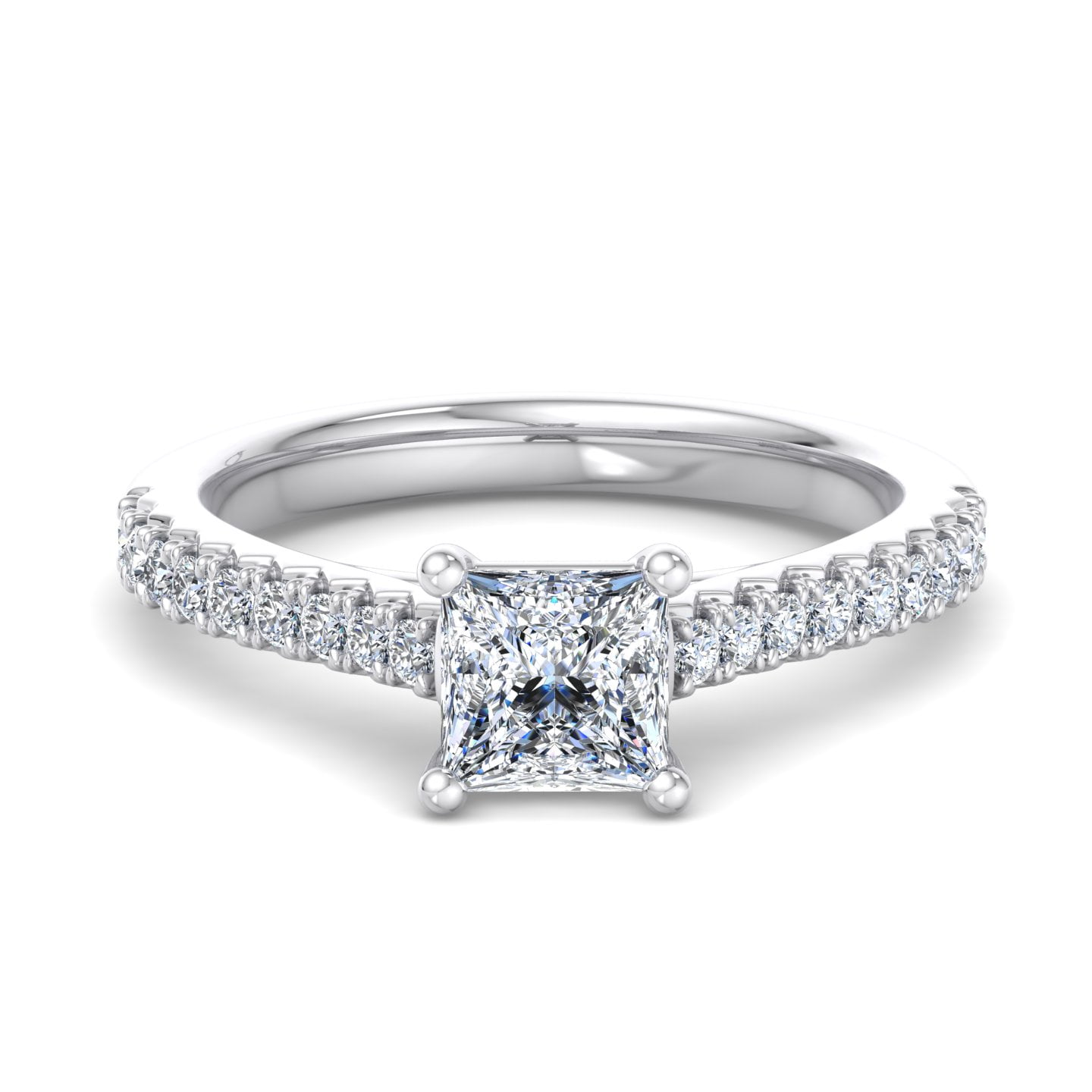 Amor Jewel 14K White Gold Plated 1.81 Ct Princess Cut Moissanite ...