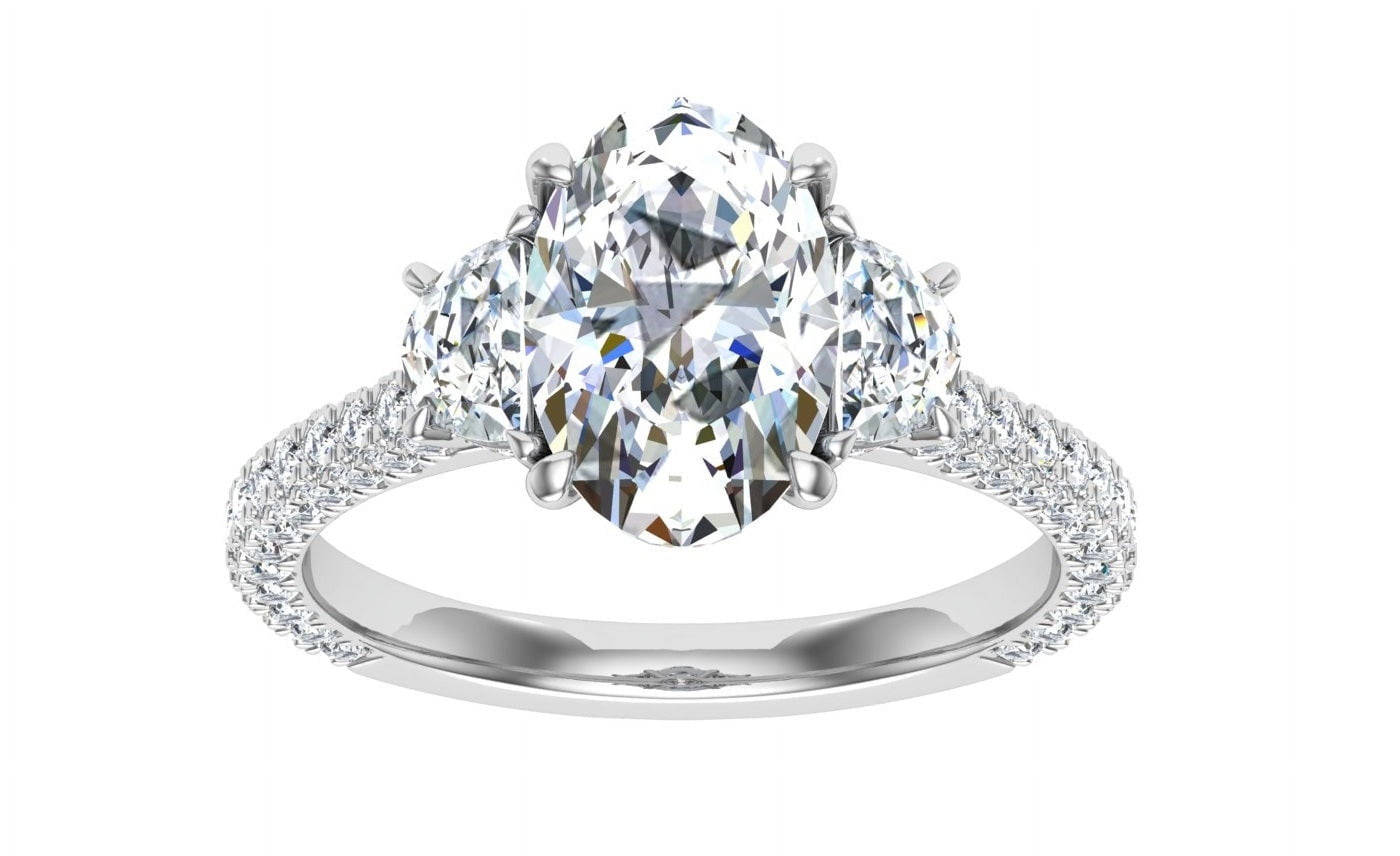 Amor Jewel 14K White Gold Plated 2.2 Ct Lab Created Diamond Ring - Flare Oval Cut 3 Stone ...