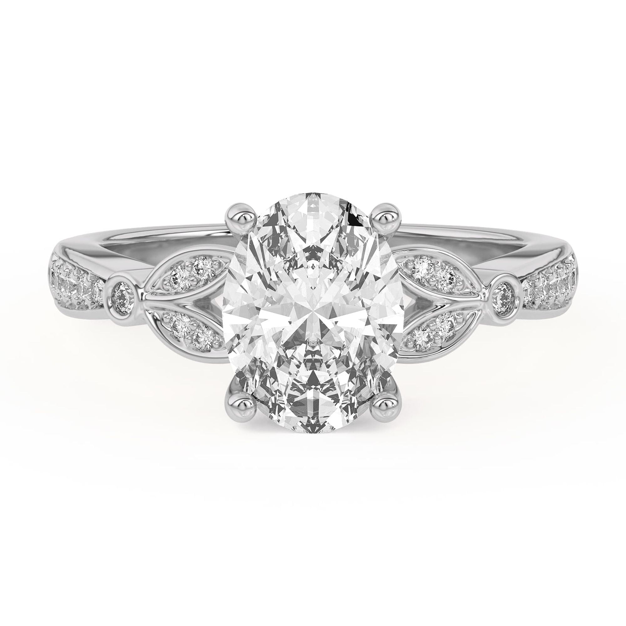 Amor Jewel 14K White Gold Plated 2 Ct Oval Cut Lab Created Diamond Ring ...