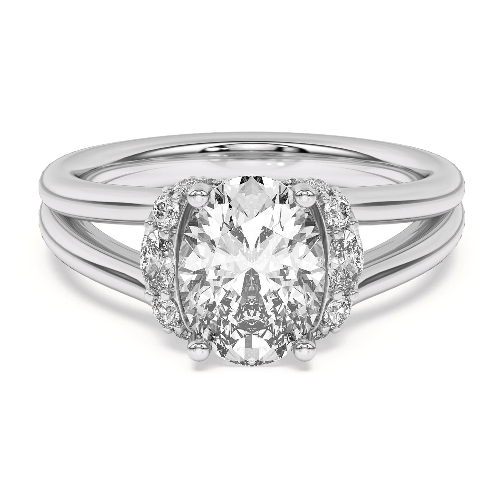 Amor Jewel 14K White Gold Plated Ring - 1.9 Ct Oval Cut Lab Created Diamond Halo Ring for Her ...