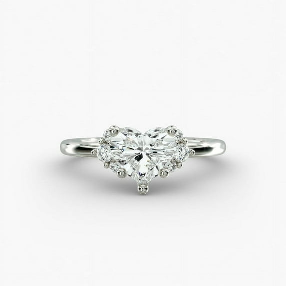 Amor Jewel 14K White Gold Plated Ring - Excellent 1.7 Ct Heart Cut ...