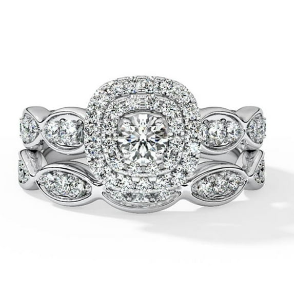 Amor Jewel 14K White Gold Plated Rings - 2 Ct Cushion Cut Lab Diamond ...