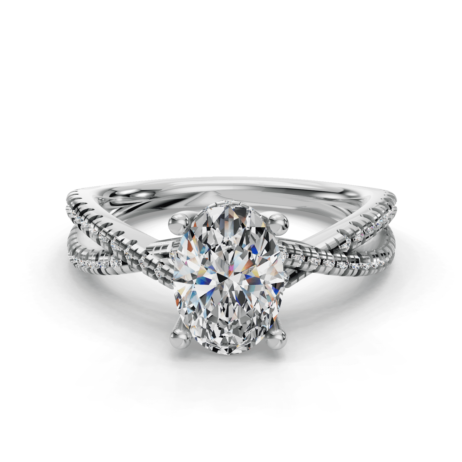 Amor Jewel 14K White Gold Plated Twisted Wedding Ring for Her - 2 Ct ...