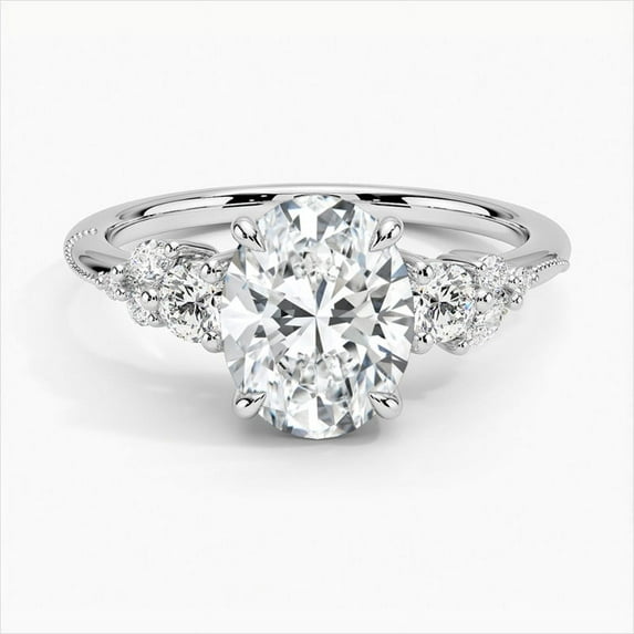 Amor Jewel 14K White Gold Plated Wedding Anniversary Ring - 1.8 Ct Oval ...