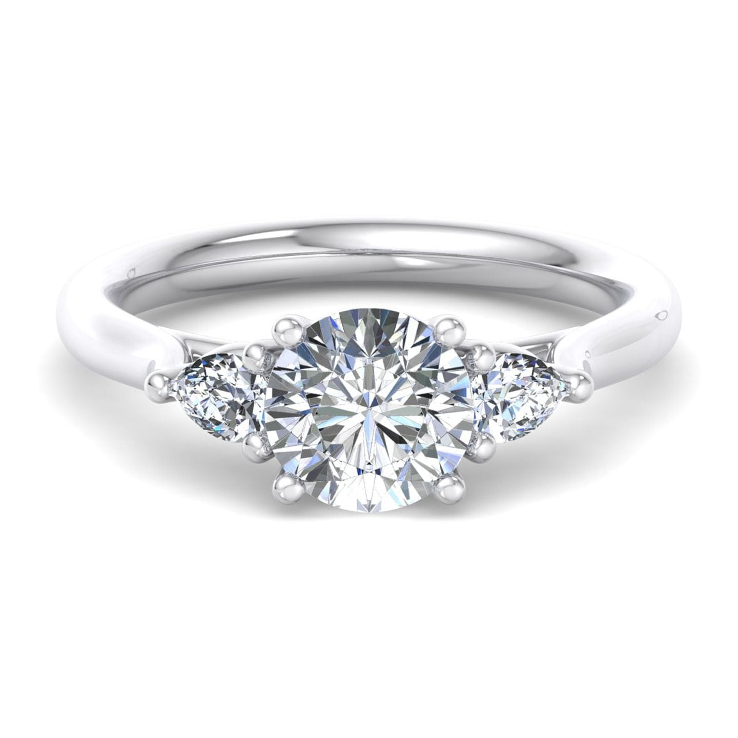 Amor Jewel 14K White Gold Plated Wedding Ring - 1.7 Ct Three Stone Engagement Ring for Women ...