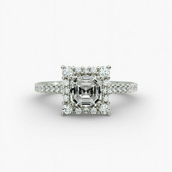 Amor Jewel 14K White Gold Plated Wedding Ring - Asscher Cut 1.9 Ct Lab ...