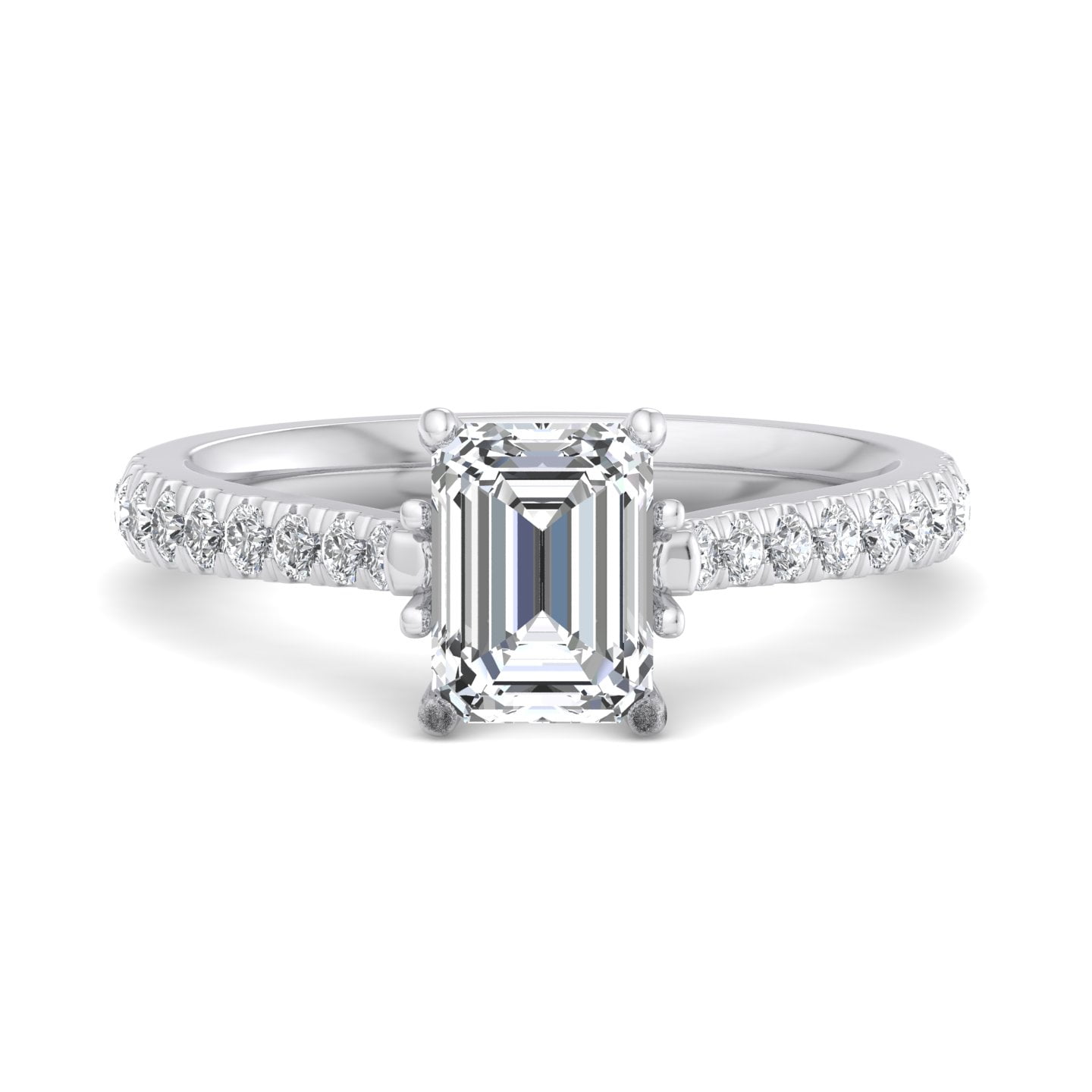 Amor Jewel 14K White Gold Over Ring - 1.81 Ct Lab Created Diamond Engagement Ring - Emerald Cut ...