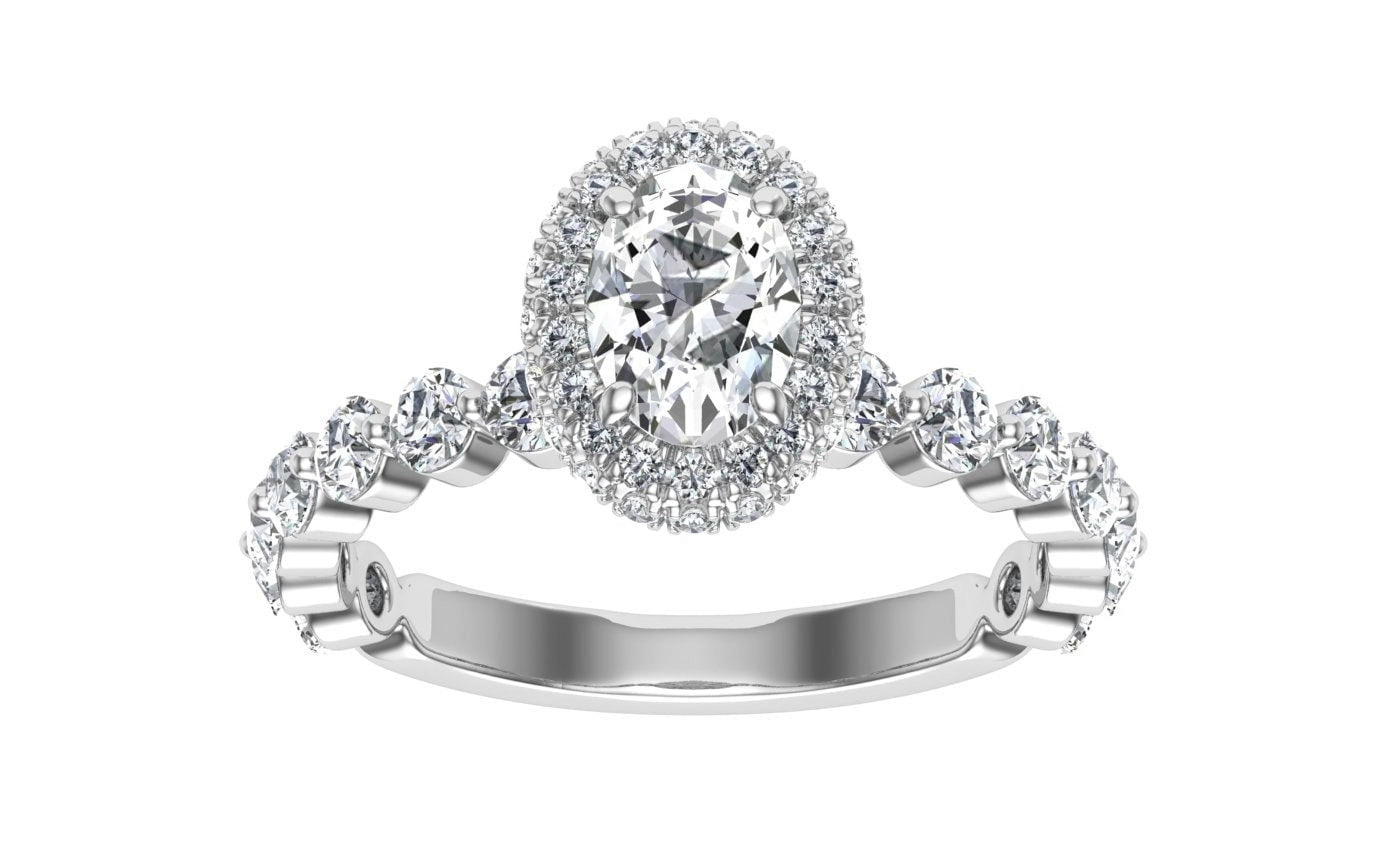 Amor Jewel 2 Ct Oval Cut Lab-Created Simulated Diamond Engagement Ring - 14K White Gold Plated ...