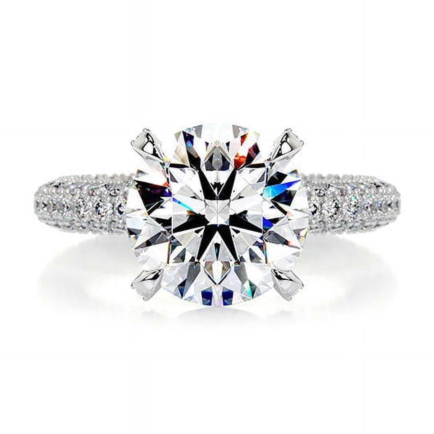Amor Jewel 2 Ct Round Cut Lab Diamond Engagement Ring with Cluster ...