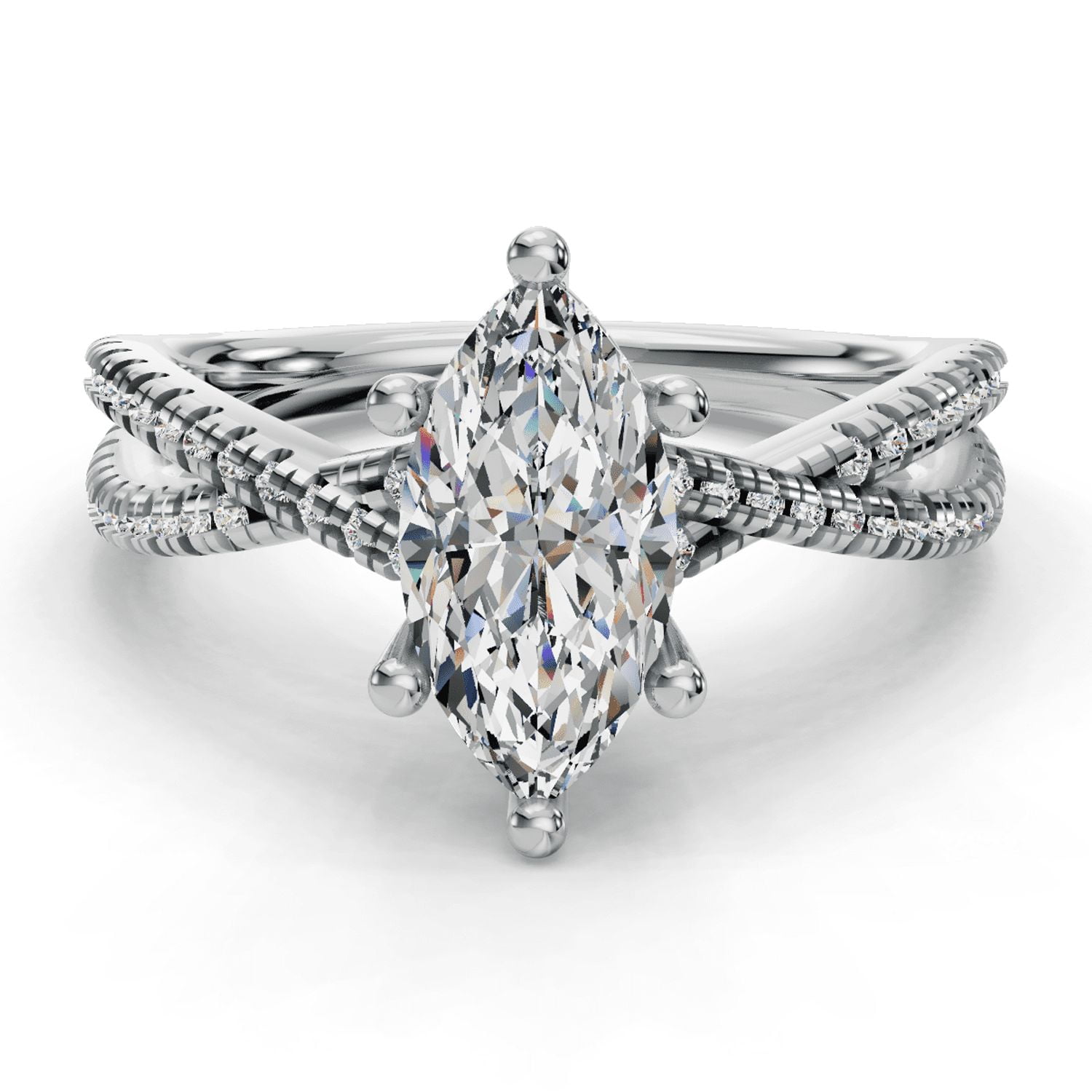 Amor Jewel Criss Cross Engagement Ring 2.3 Ct Marquise Cut Lab Created ...
