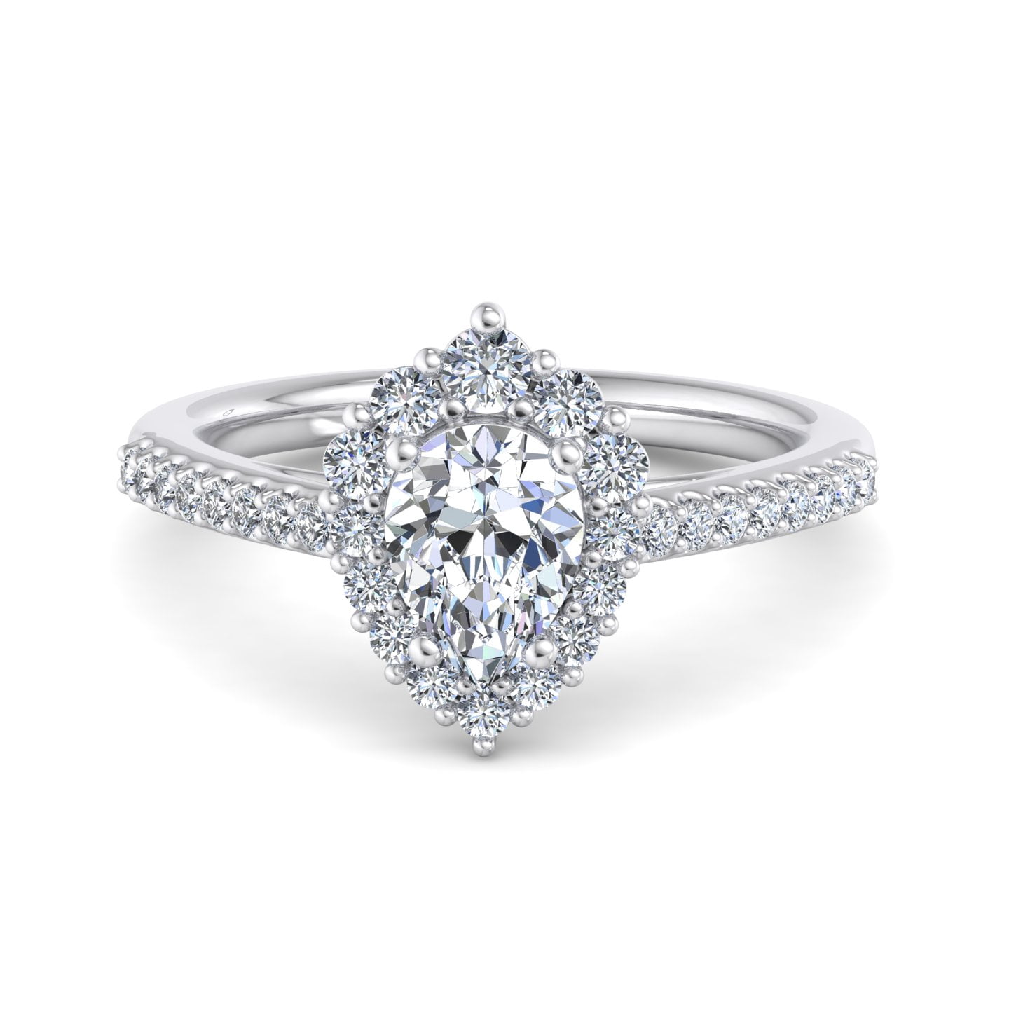 Amor Jewel Floral Solitaire with Accents Engagement Ring - 2.02 Ct Pear ...