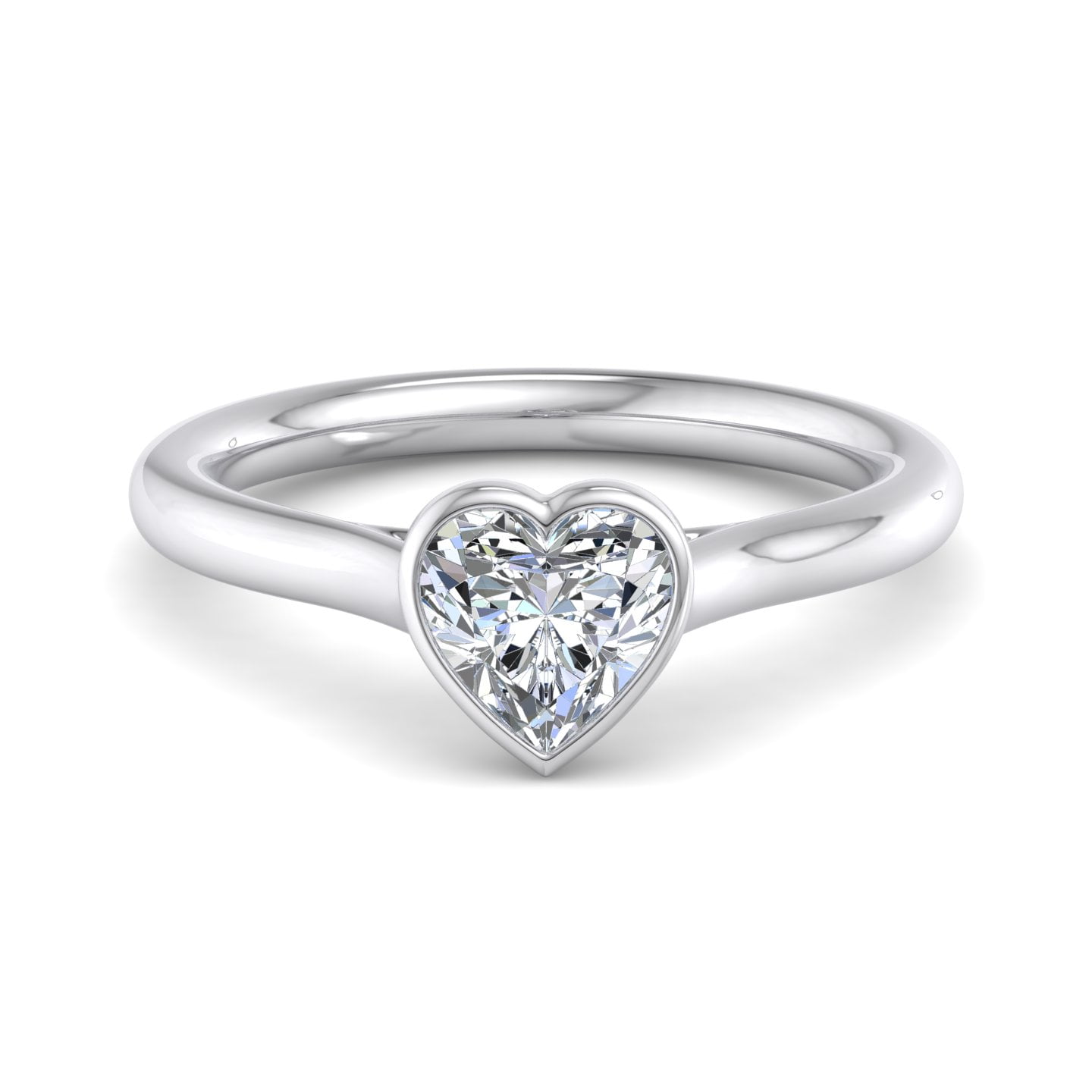 Amor Jewel Heart Cut Diamond Ring - Crafted in 14K White Gold Plated ...