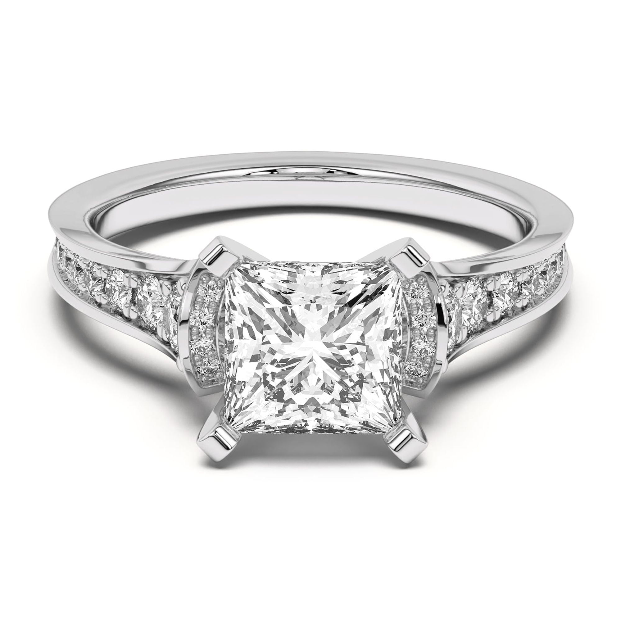 Amor Jewel Lab Created Diamond Ring - 1.7 Ct Princess Cut Solitaire ...