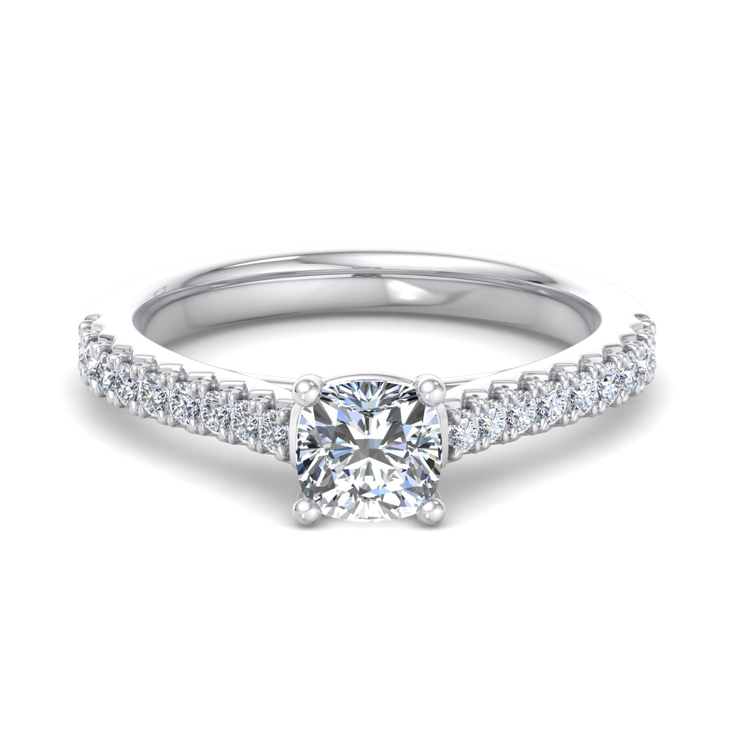 Amor Jewel Prong Set Cushion Cut 1.38 Ct Lab Created Diamond Ring ...