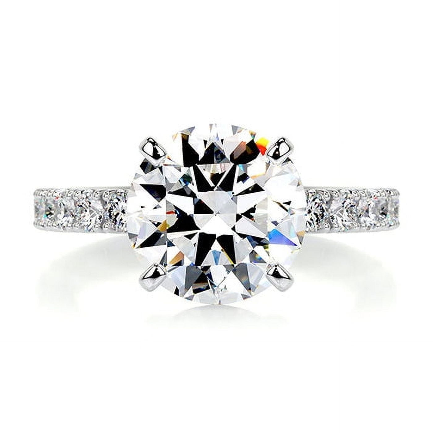 Amor Jewel Round Brilliant Cut 2 Ct Lab Diamond Engagement Ring - 14K White Gold Plated Pave Set ...