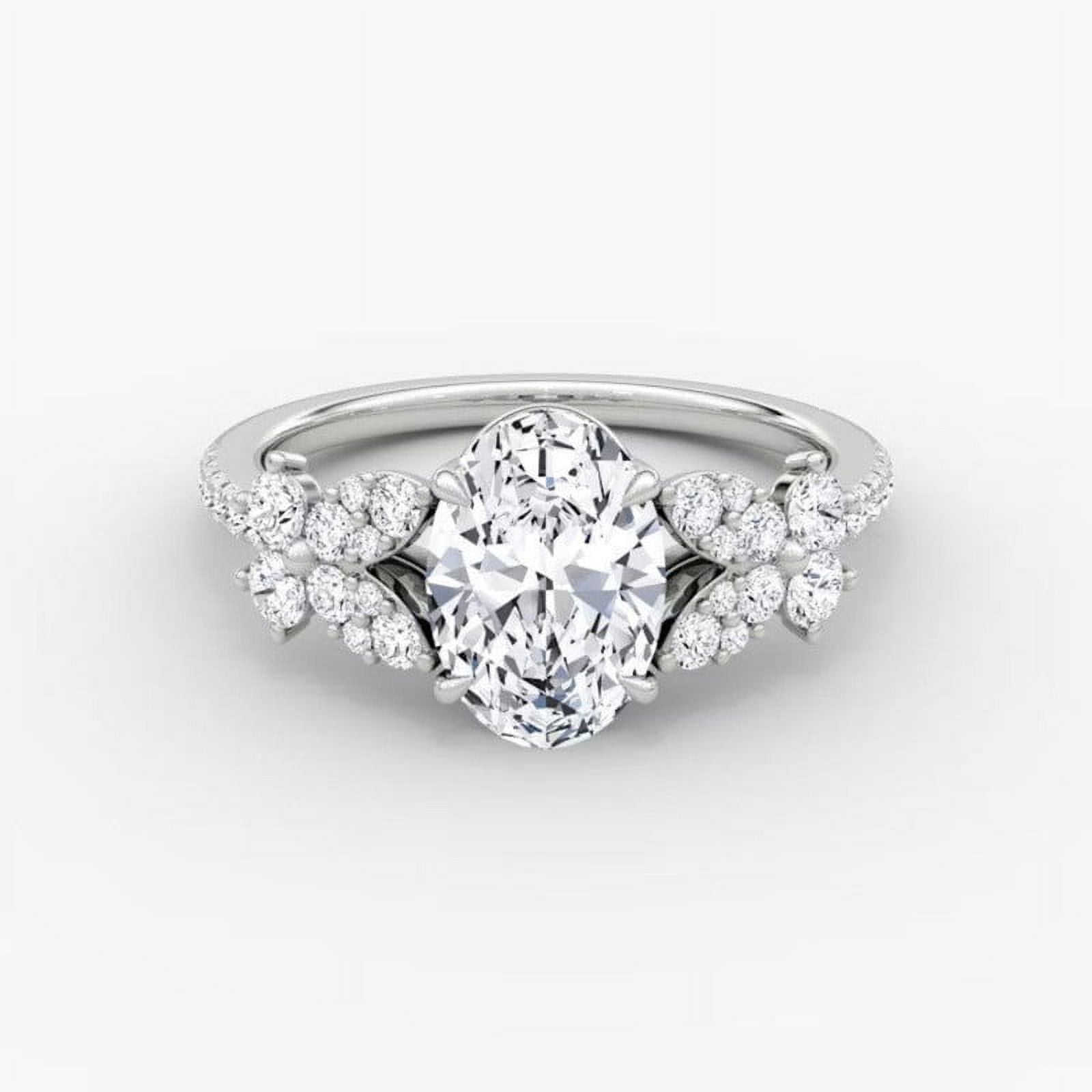 Amor Jewel Stamped 14K White Gold Plated Ring - 1.8 Ct Oval Cut Lab ...