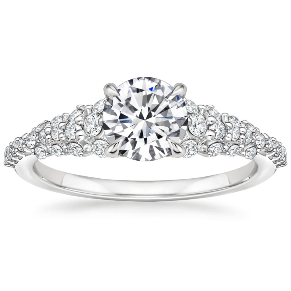 Amor Jewel Stamped 14K White Gold Plated Ring - Round Cut 1.8 Ct Lab ...